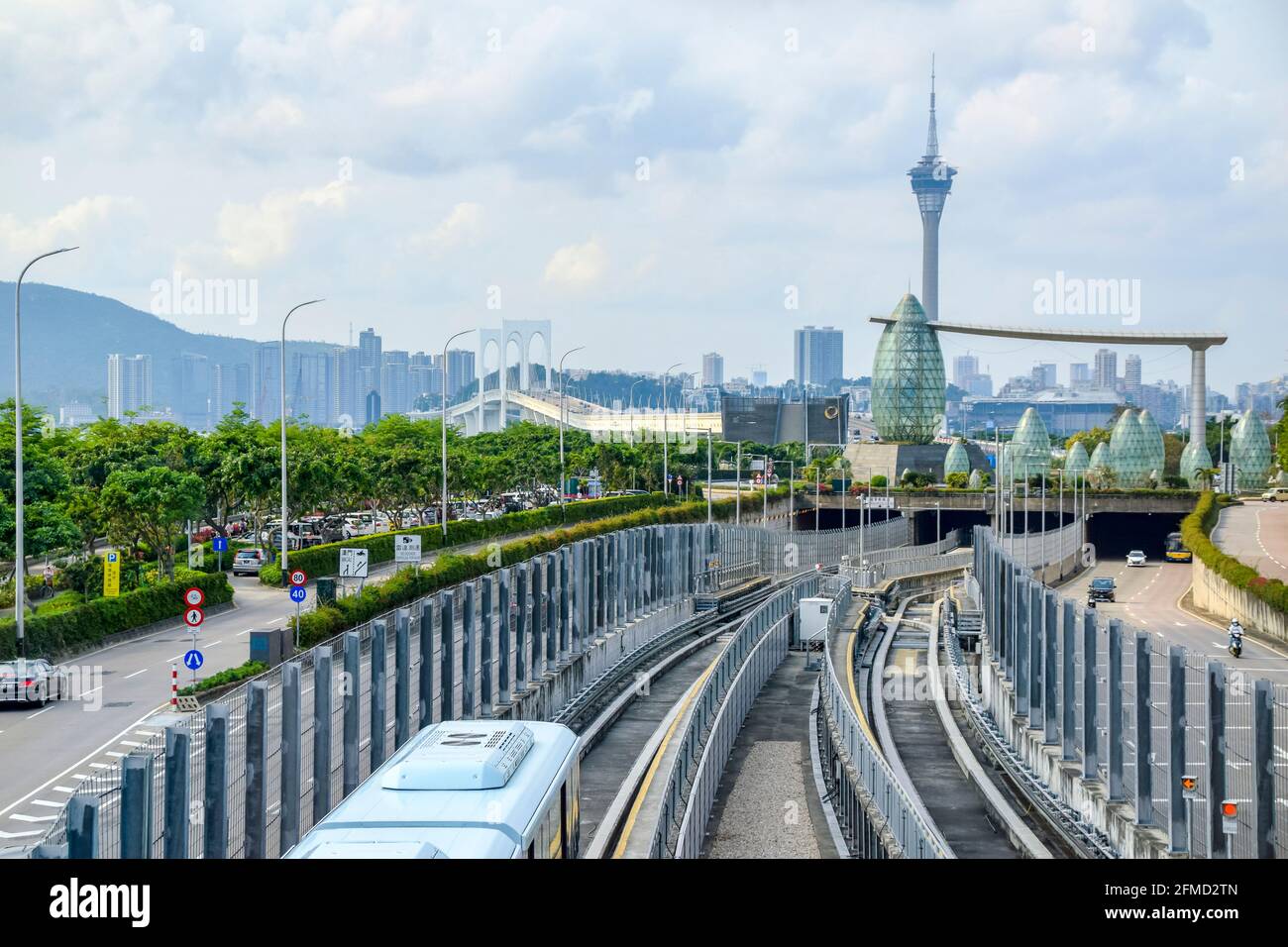 Macau - 2 April 2021: Macau Light Rapid Transit (MLRT) Taipa Line.The ...