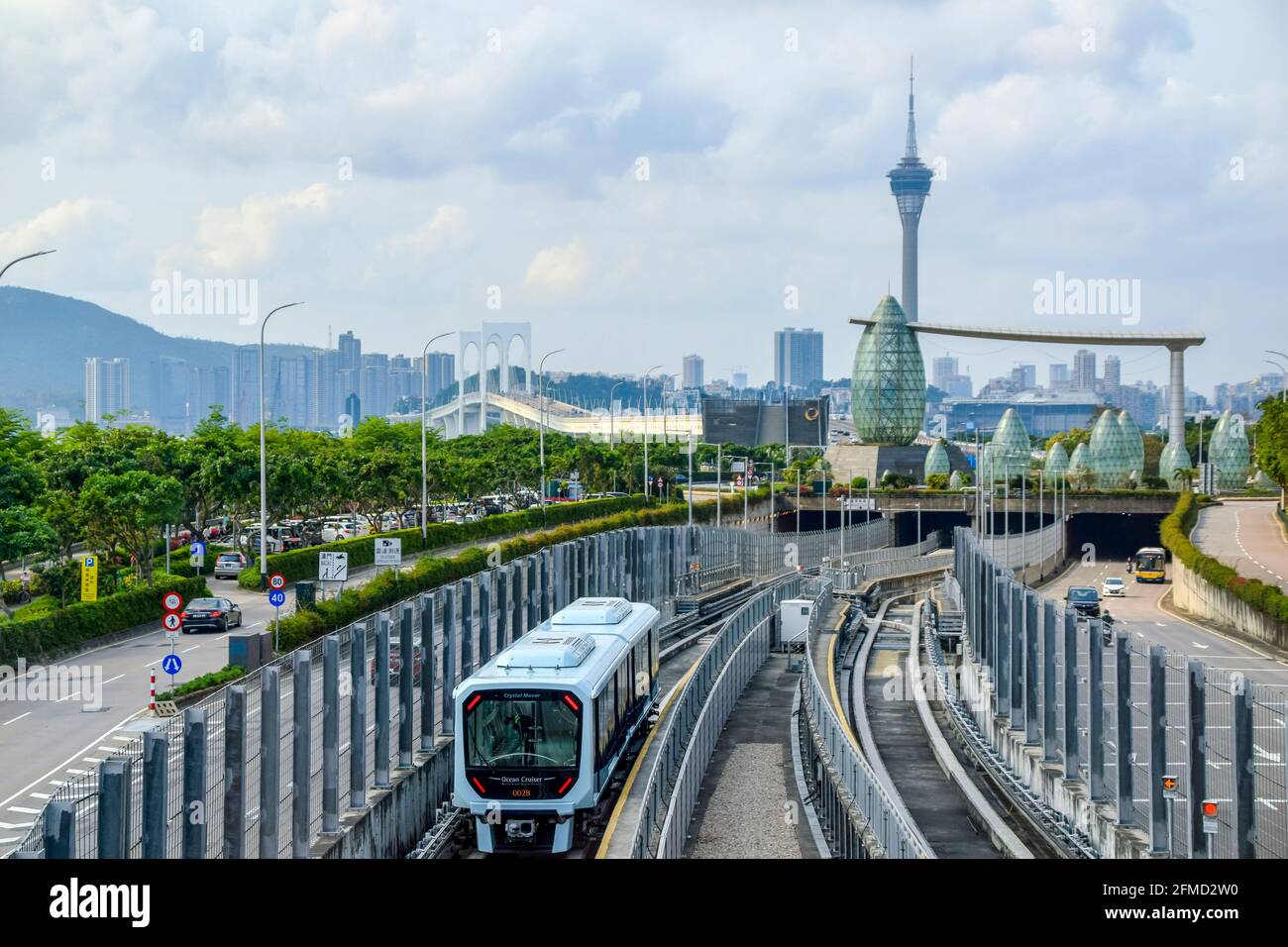 Macau - 2 April 2021: Macau Light Rapid Transit (MLRT) Taipa Line.The ...