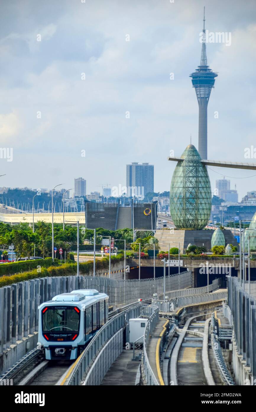 Macau - 2 April 2021: Macau Light Rapid Transit (MLRT) Taipa Line.The ...