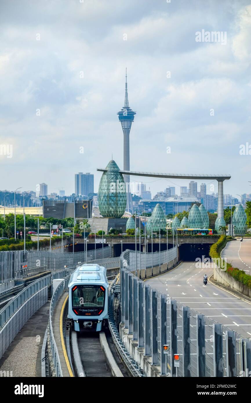 Macau - 2 April 2021: Macau Light Rapid Transit (MLRT) Taipa Line.The ...