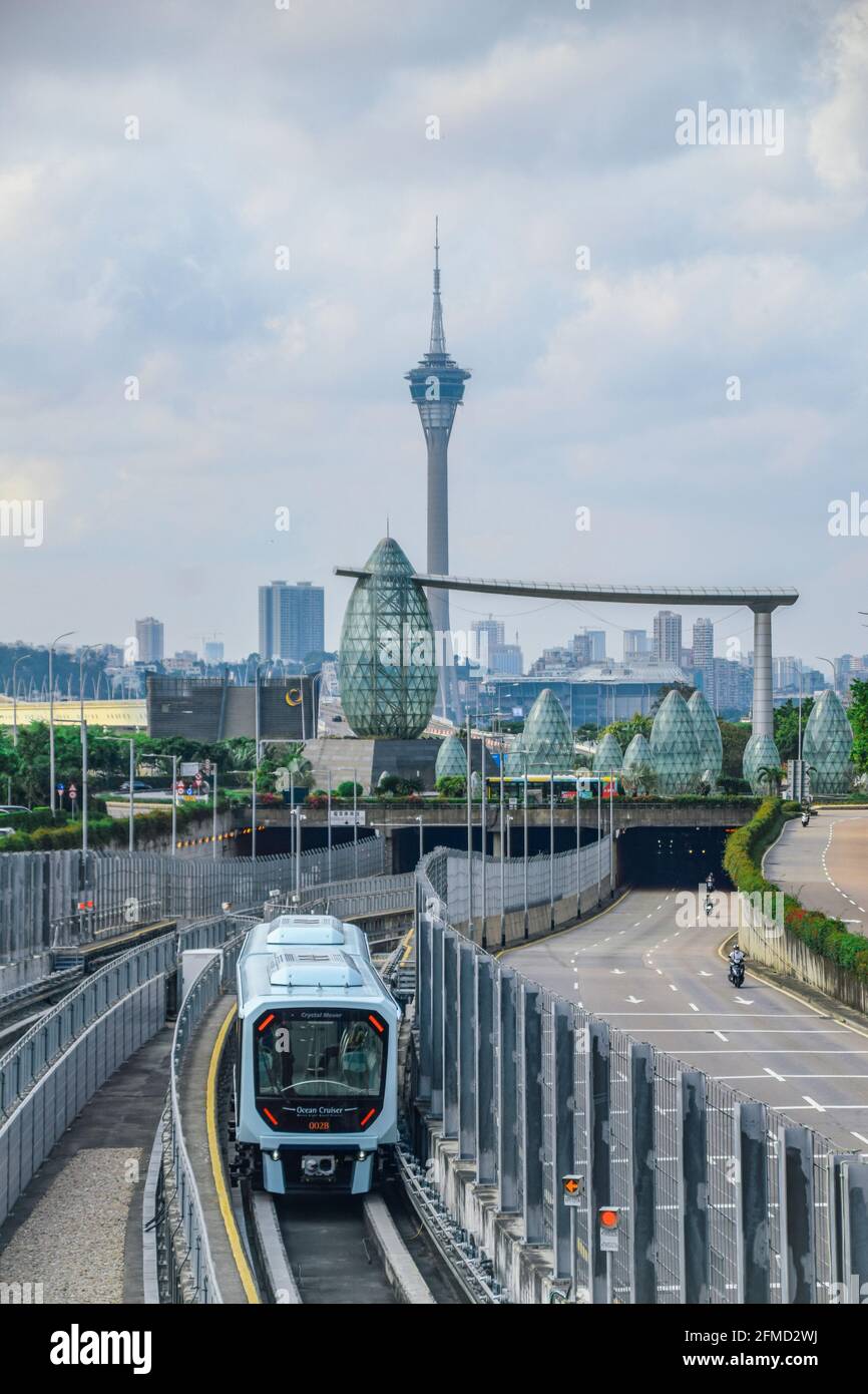 Macau - 2 April 2021: Macau Light Rapid Transit (MLRT) Taipa Line.The ...