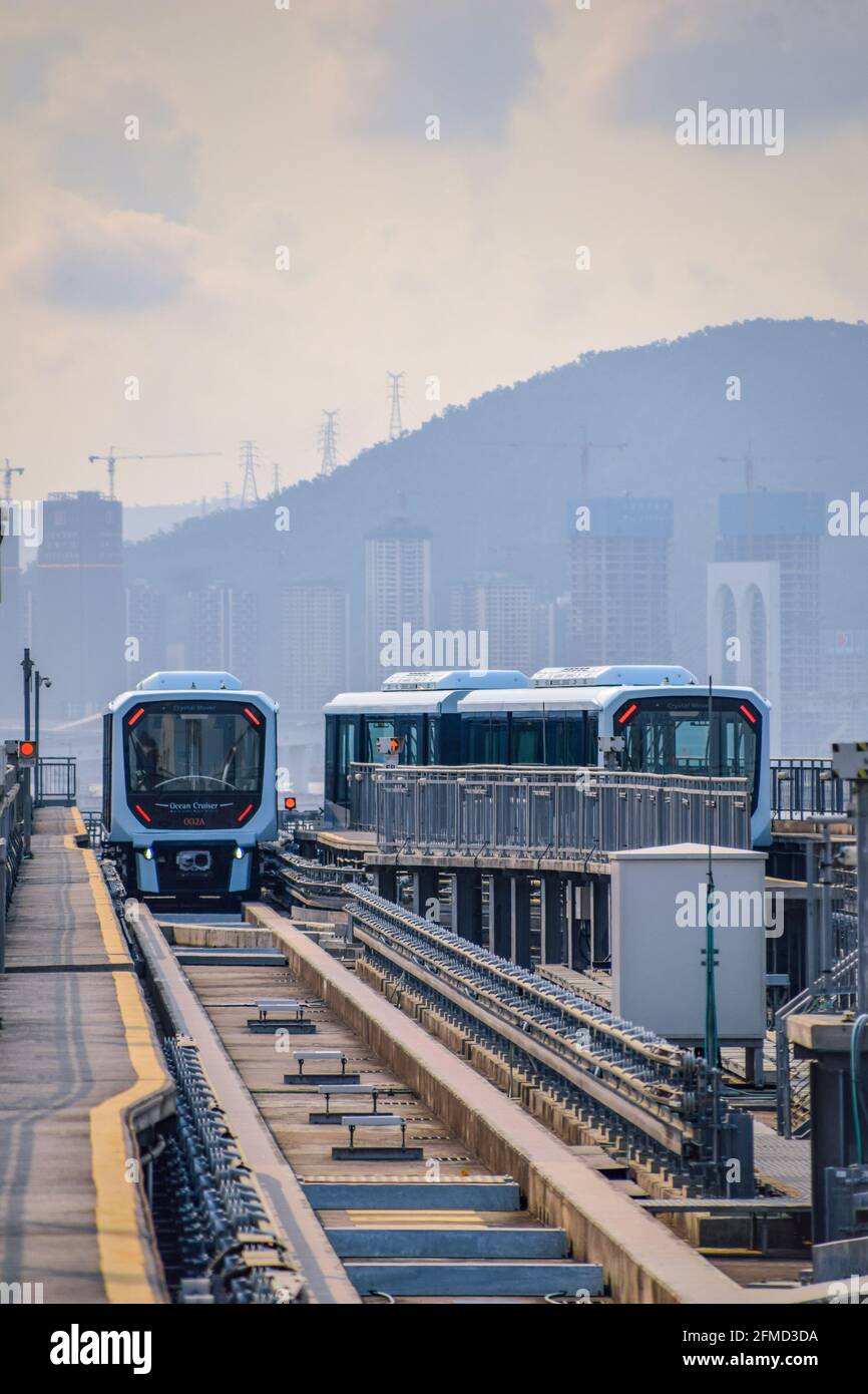 Macau - 2 April 2021: Macau Light Rapid Transit (MLRT) Taipa Line.The ...