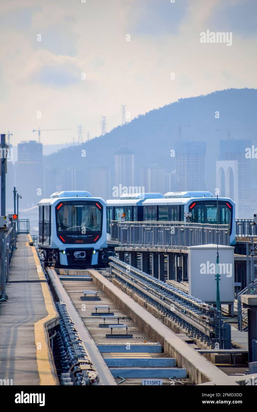Macau - 2 April 2021: Macau Light Rapid Transit (MLRT) Taipa Line.The ...