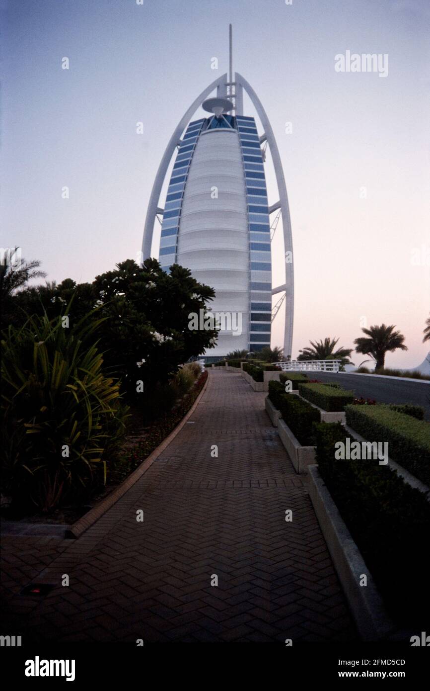 Burj Al Arab Dubai exterior photographed from the beach Stock Photo - Alamy