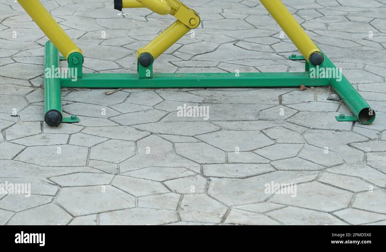 Close-up a both blue bubber foot spinning of a Children playing of a ...