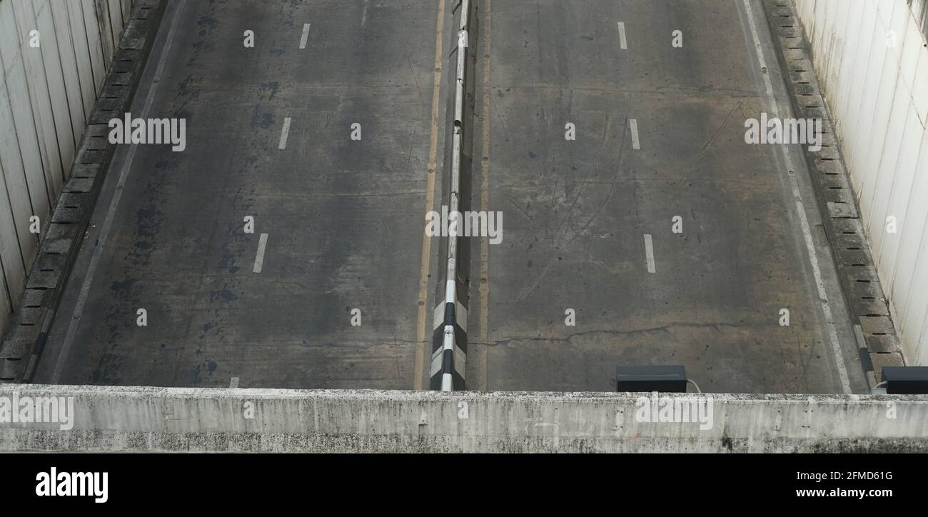 A top-down view of the way down to survive a tunnel street underground ...