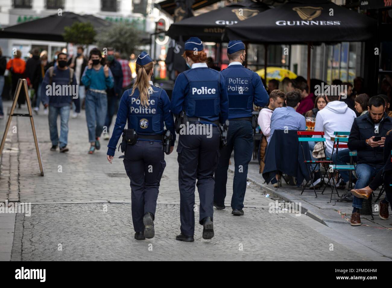 Illustration picture shows a police patrol checking people, at the ...