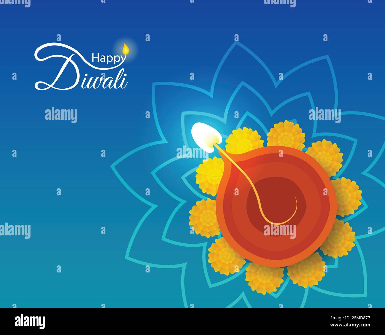 Happy Diwali festival greeting layout with traditional diya lamps ...