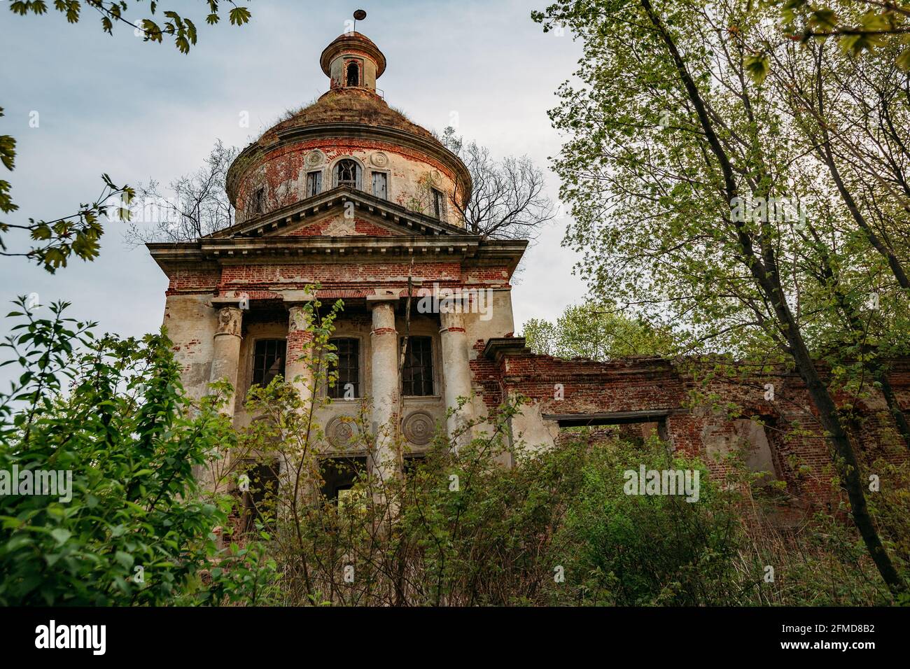 Old ancient abandoned church ruins overgrown by plants Stock Photo - Alamy