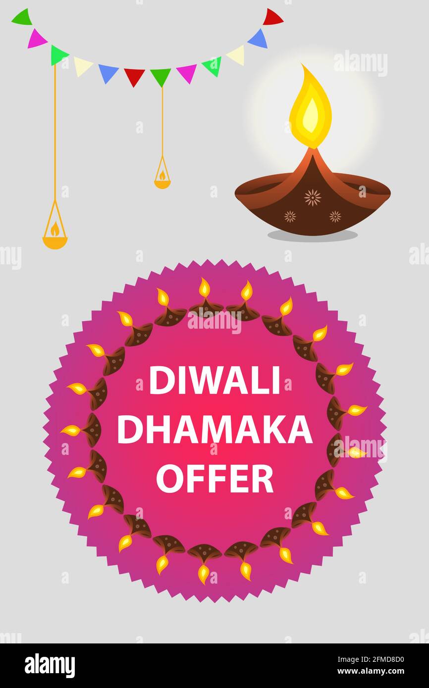 Happy Diwali festival greeting layout with traditional diya lamps ...