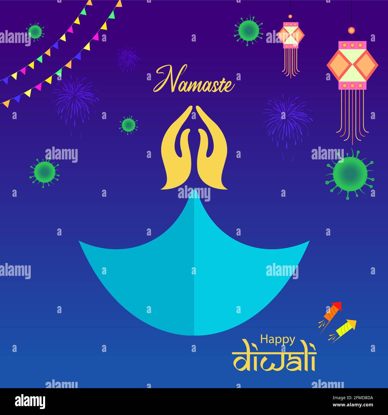 Happy Diwali festival greeting layout with traditional diya lamps ...