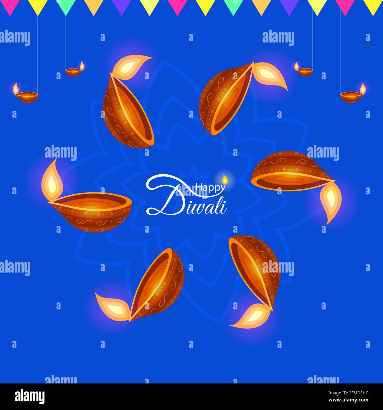 Happy Diwali festival greeting layout with traditional diya lamps ...