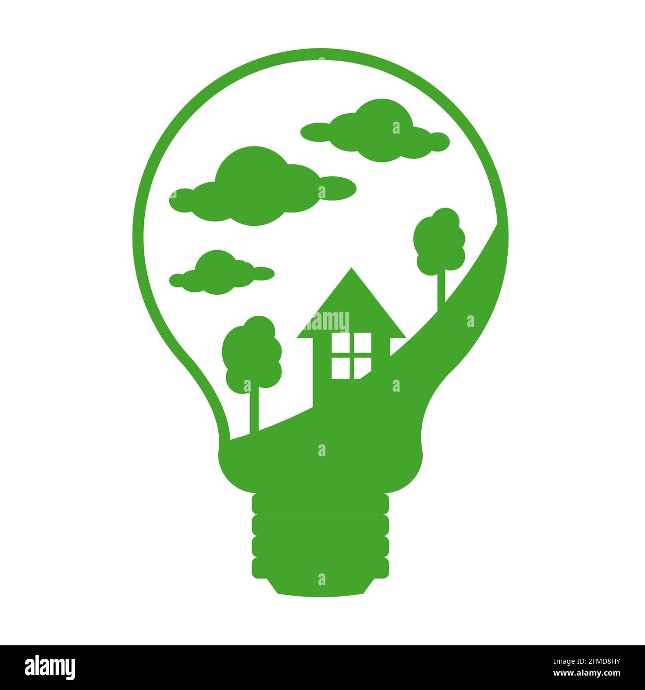 Save energy bulb green on white background Stock Vector Image & Art - Alamy