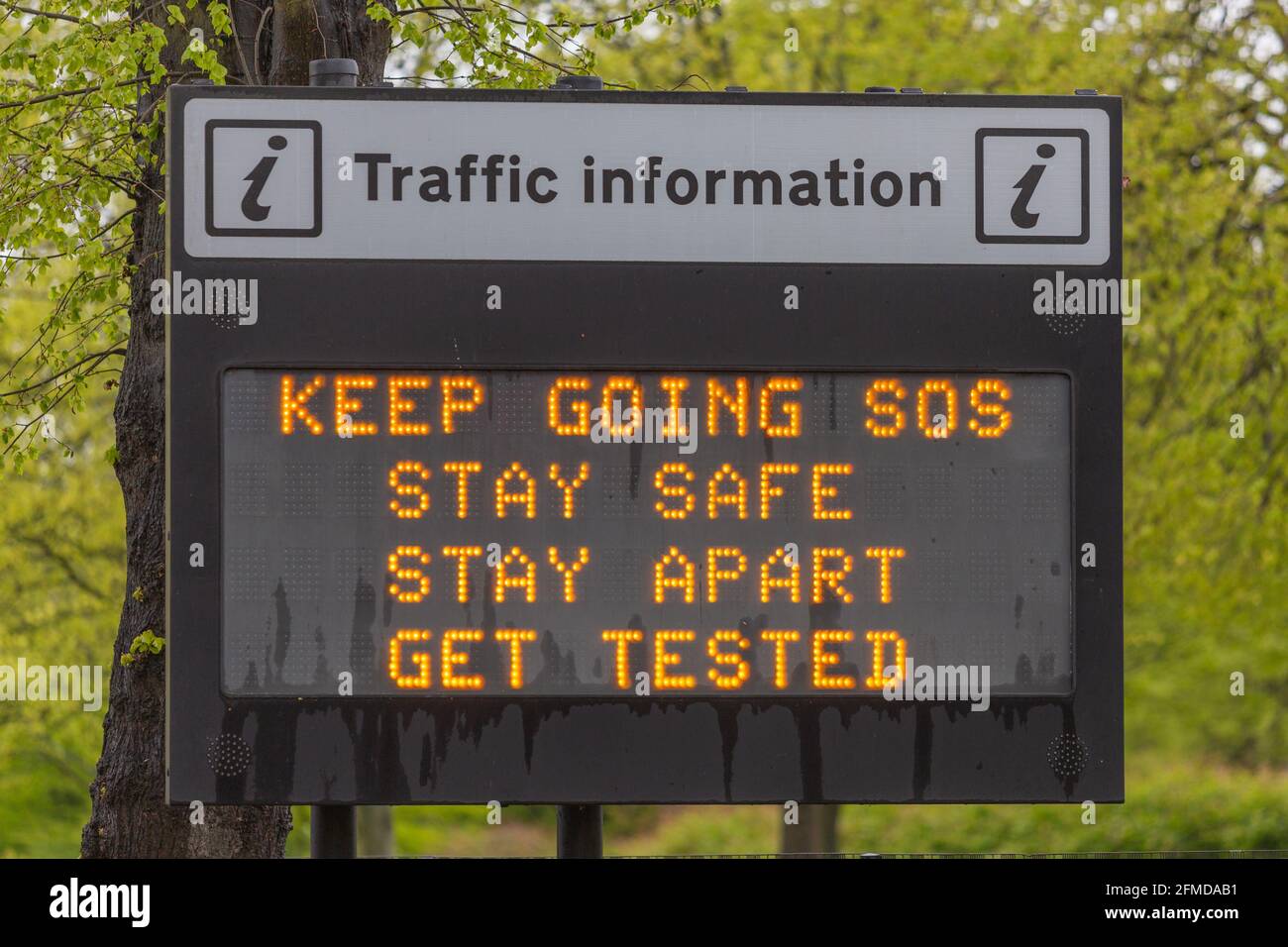 Electronic traffic sign in Southend-on-Sea displays COVID-19 safety ...