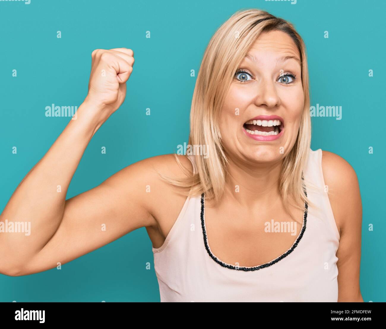 Middle Age Caucasian Woman Wearing Casual Clothes Angry And Mad Raising