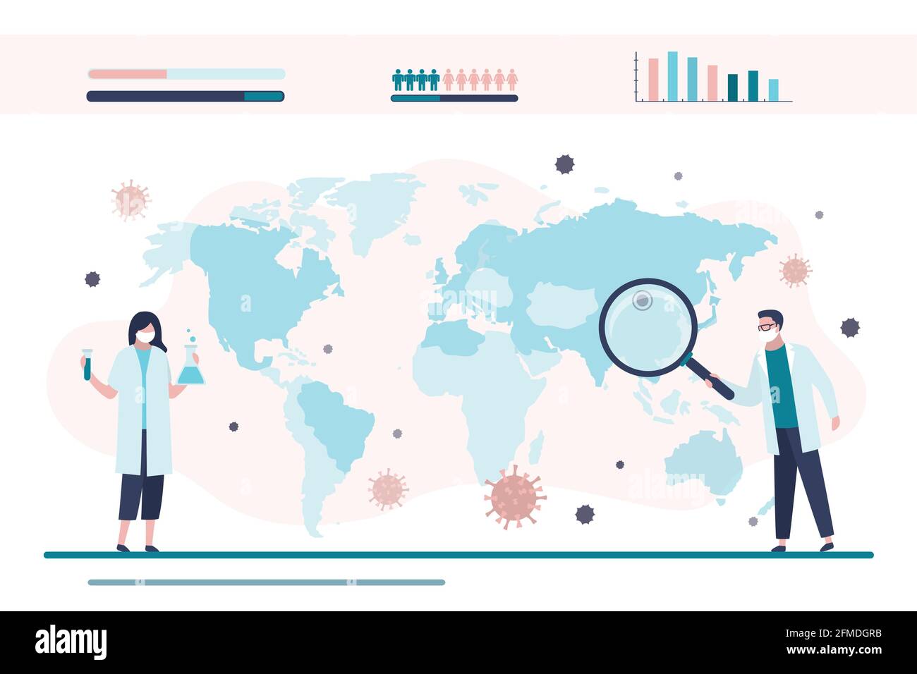 The spread of new virus on planet infographics. Virologists are ...