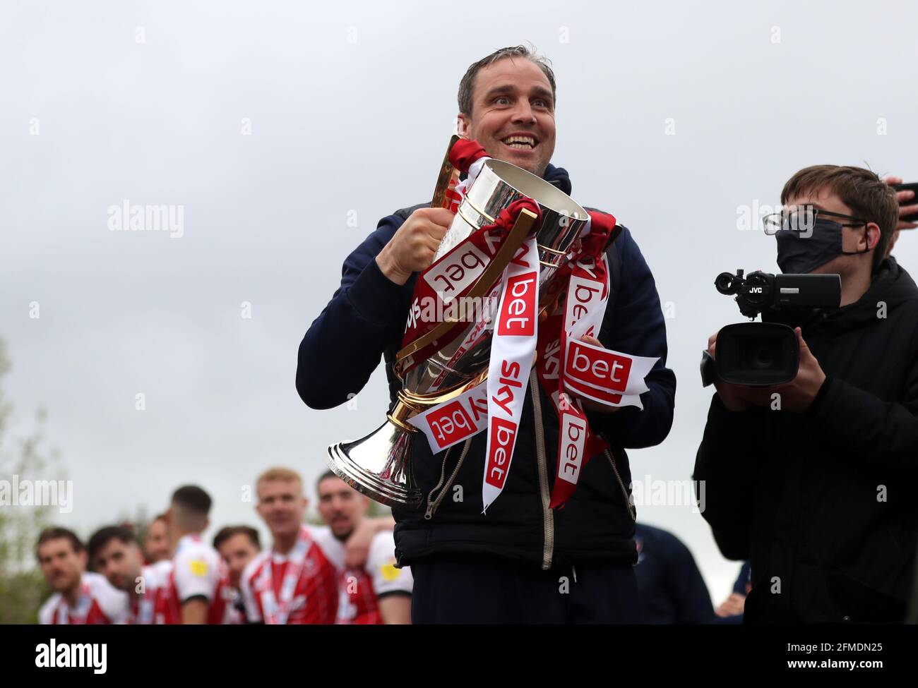 Cheltenham Town manager Michael Duff celebrates with the League Two ...