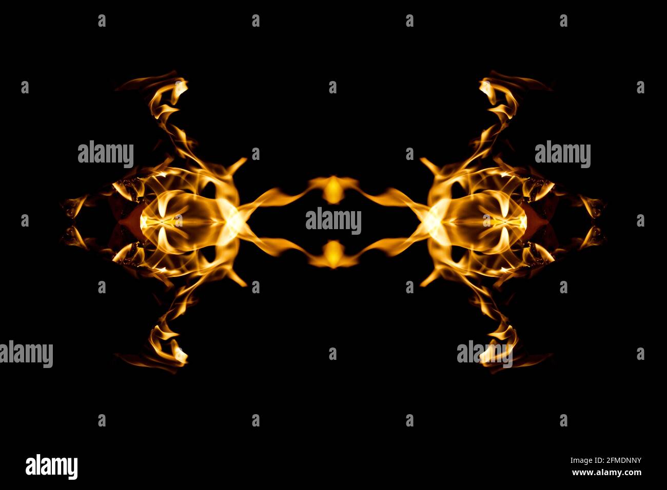 Close up two bugs designed with fire flame and spark on black ...