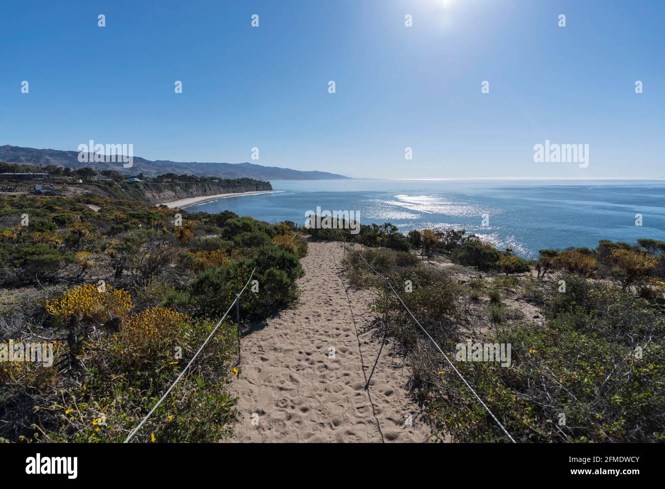 Morning ocean view hiking trail at Point Dume State Park in scenic ...