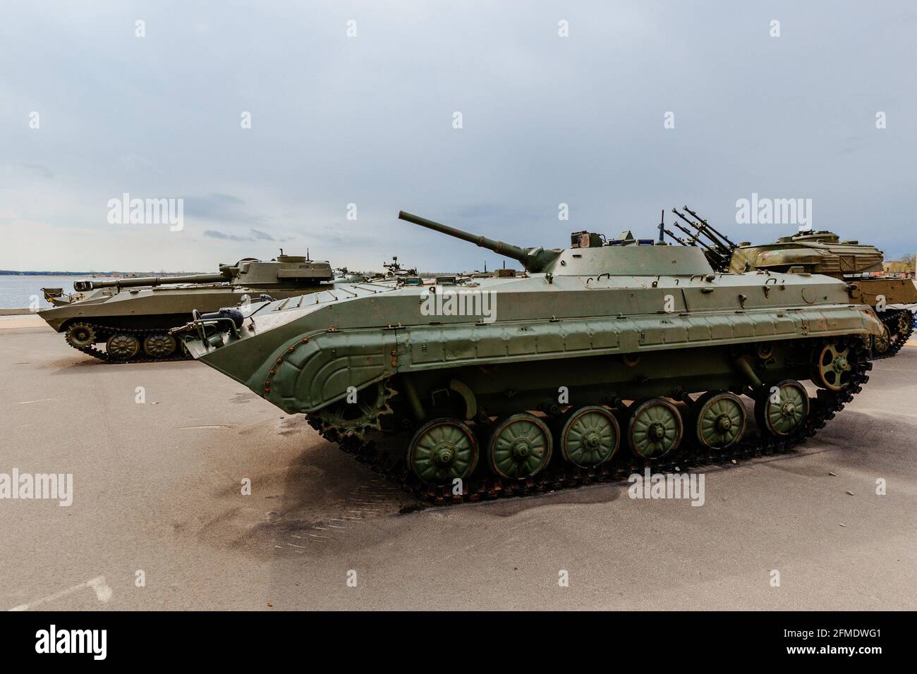 Tanks and armored machines on the road Stock Photo - Alamy