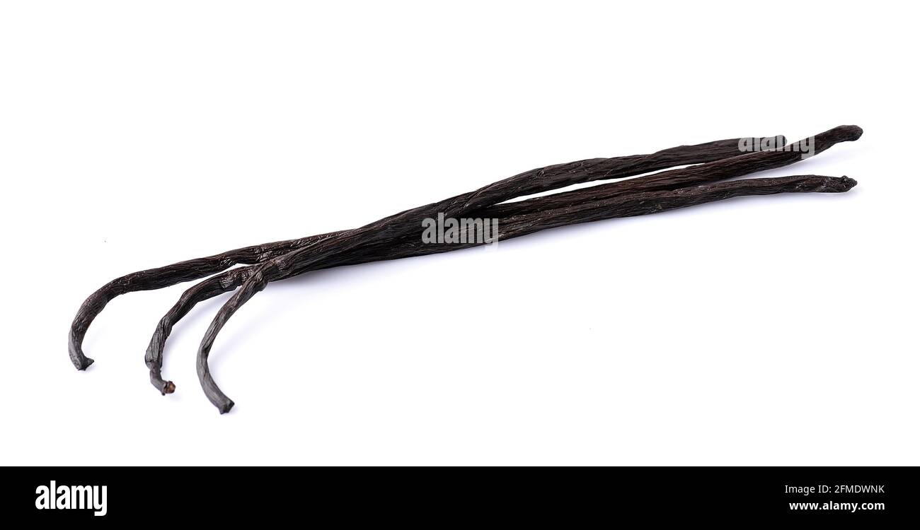 Vanilla pods isolated on white backgrounds Stock Photo - Alamy