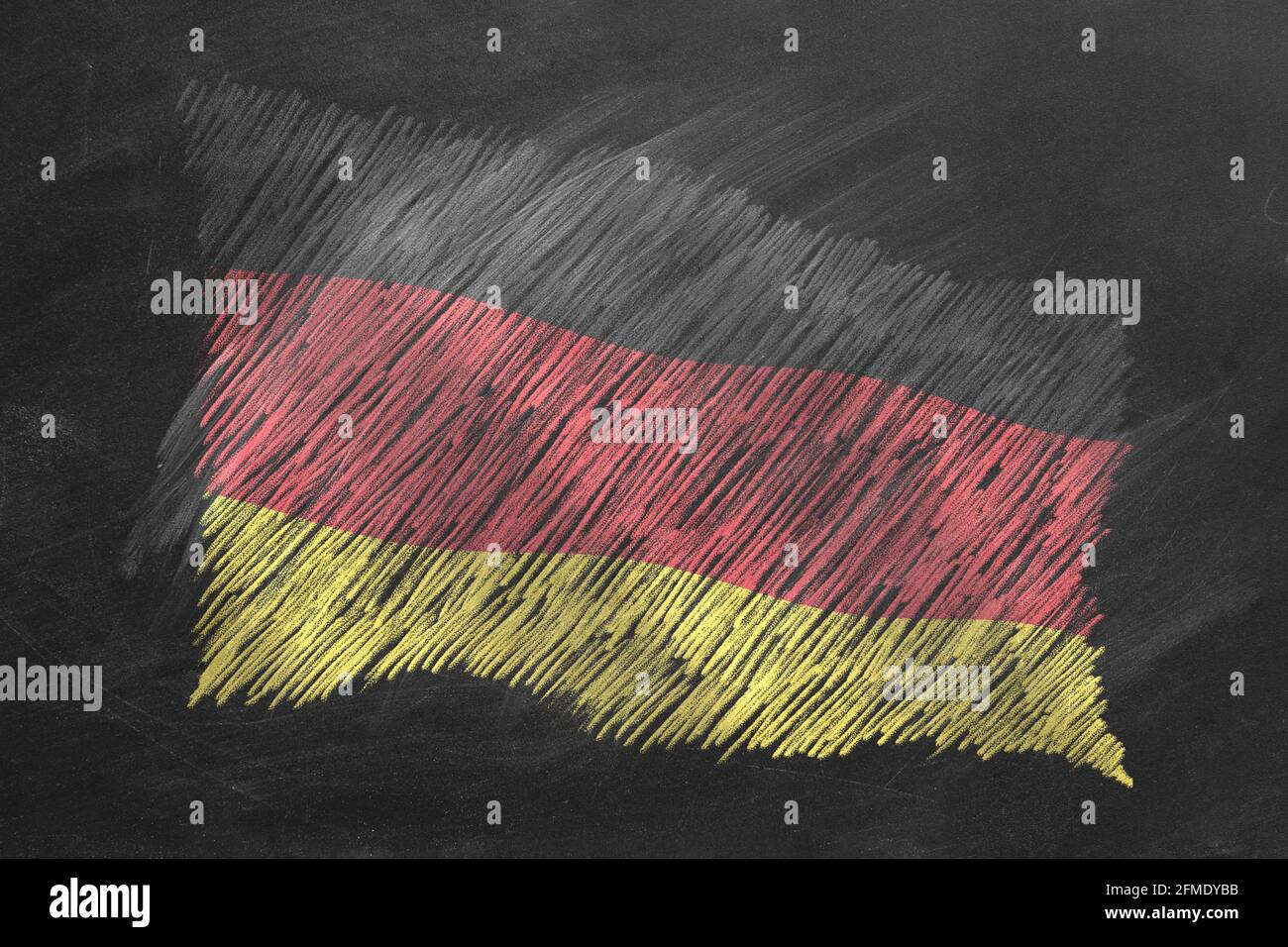 National flag of Germany hand drawn with chalk on blackboard. Flag ...