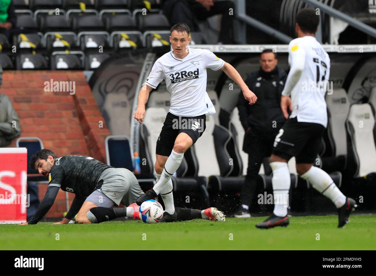 Derby, UK. 08th May, 2021. Craig Forsyth #3 of Derby County runs with ...