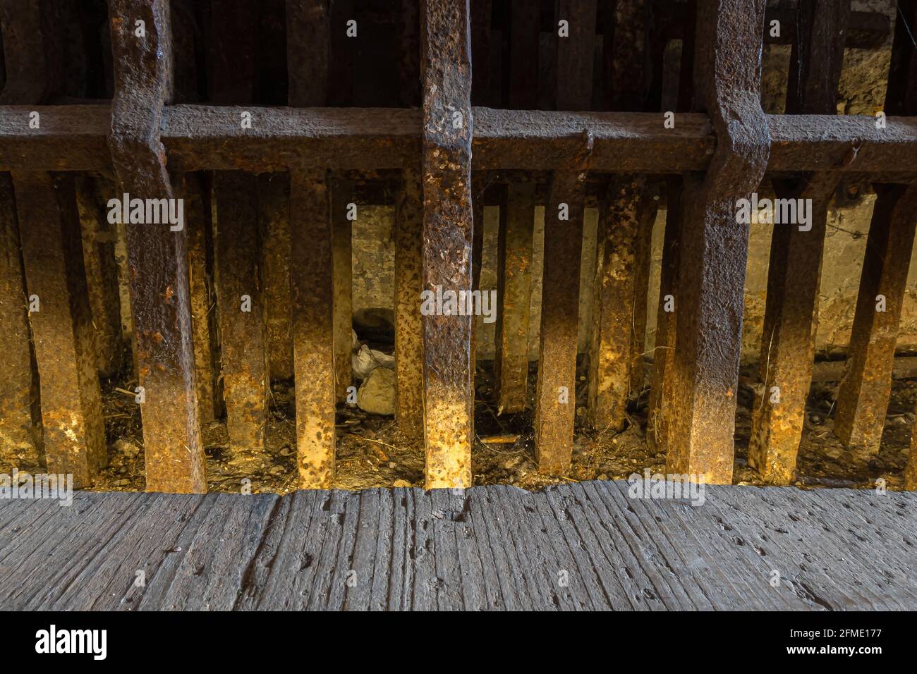 Ljubljana, Slovenia - August 13, 2020: Iron bars of the medieval jail ...