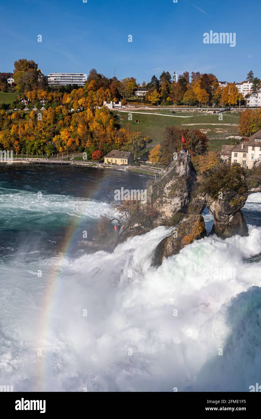 Rheinfall, Switzerland - October 25, 2020: Autumn landscape at the ...