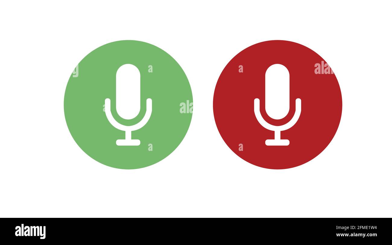 Mic Icon Set. Vector isolated illustration. On and Off Mic Stock Vector ...