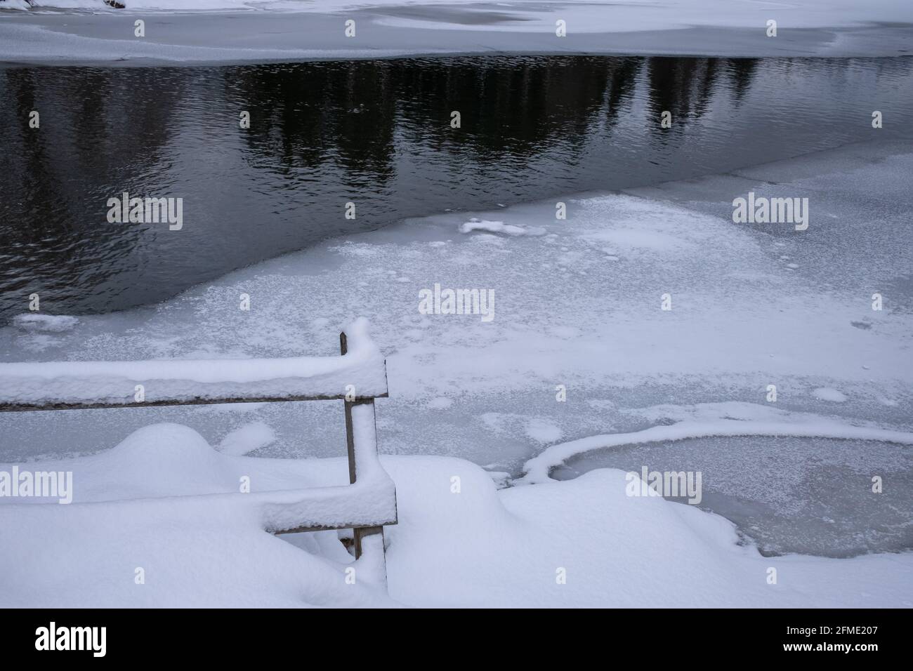 Chapfensee, Switzerland - December 30, 2020: Snowy winter landscape at ...