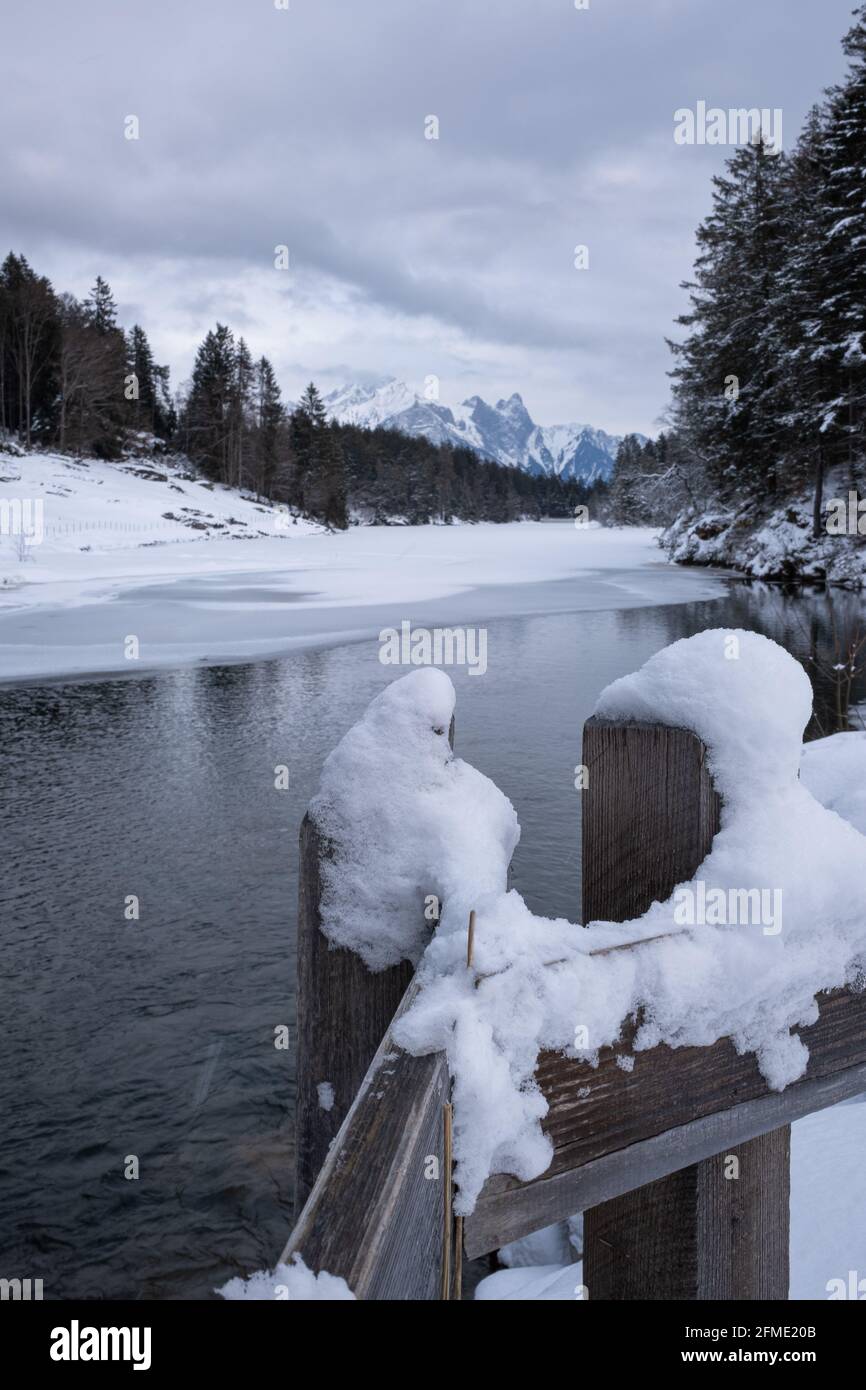 Chapfensee, Switzerland - December 30, 2020: Snowy winter landscape at ...