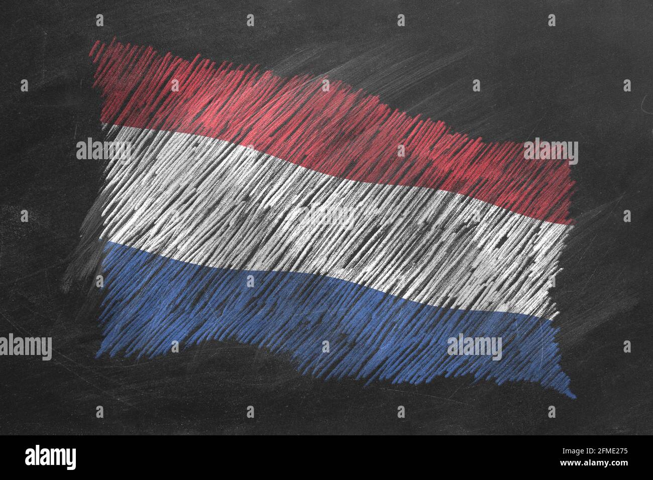 National Flag of the Netherlands. Chalk drawn illustration Stock Photo ...