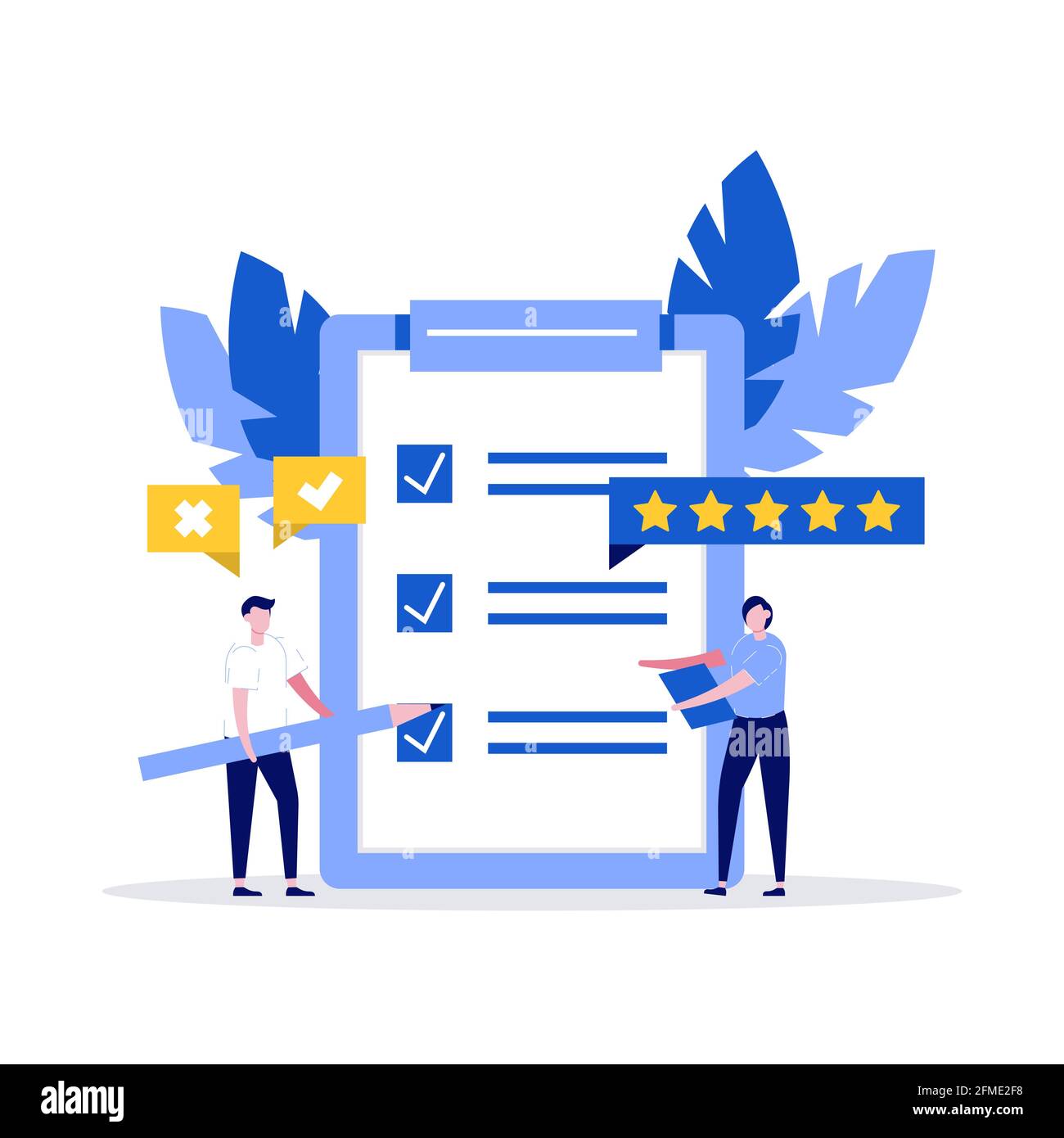 Checklist. People characters and clipboard with checklist and check ... Checklist. People characters and clipboard with checklist and check ...