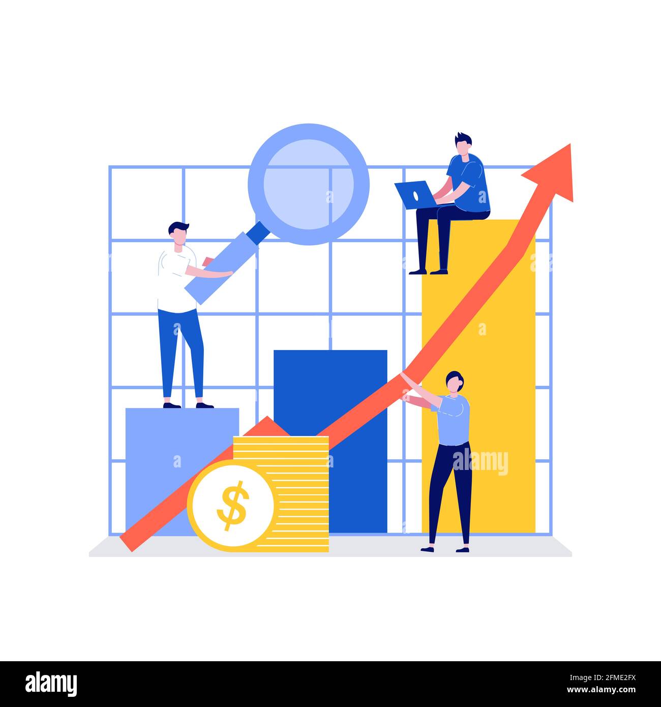 Investment analysis vector illustration concept with characters. Modern ...