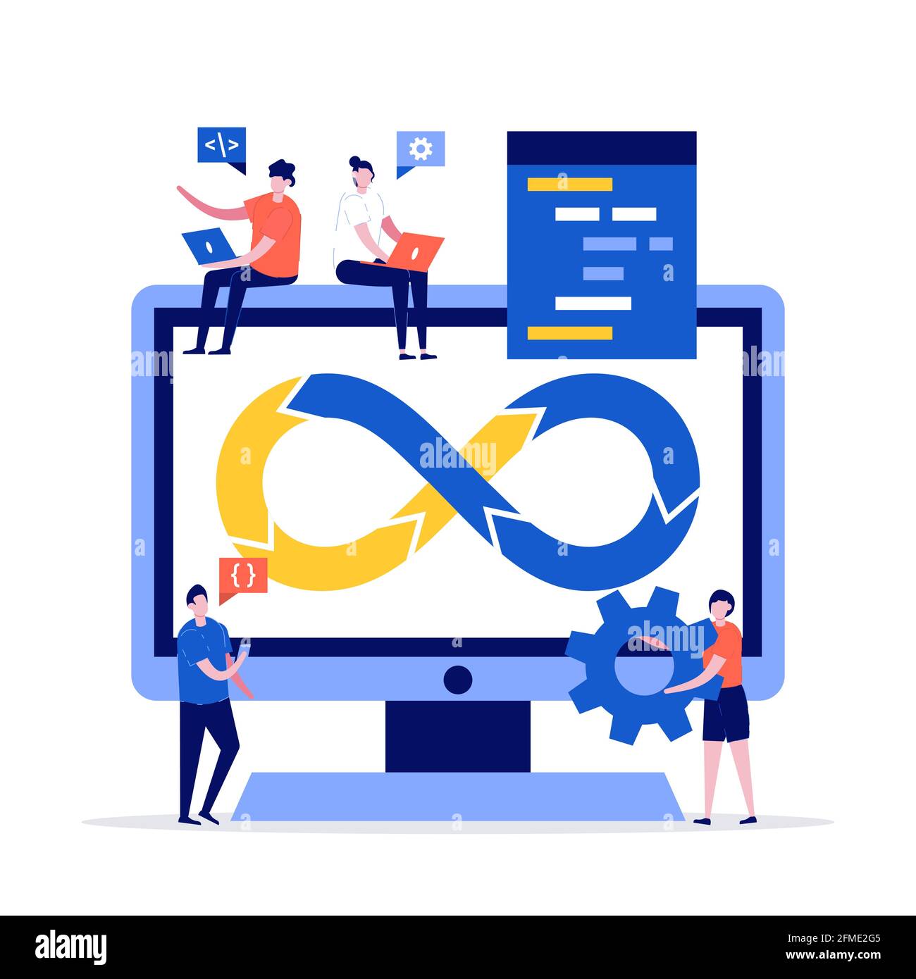 Programmers at work concept with characters. Modern vector illustration ...