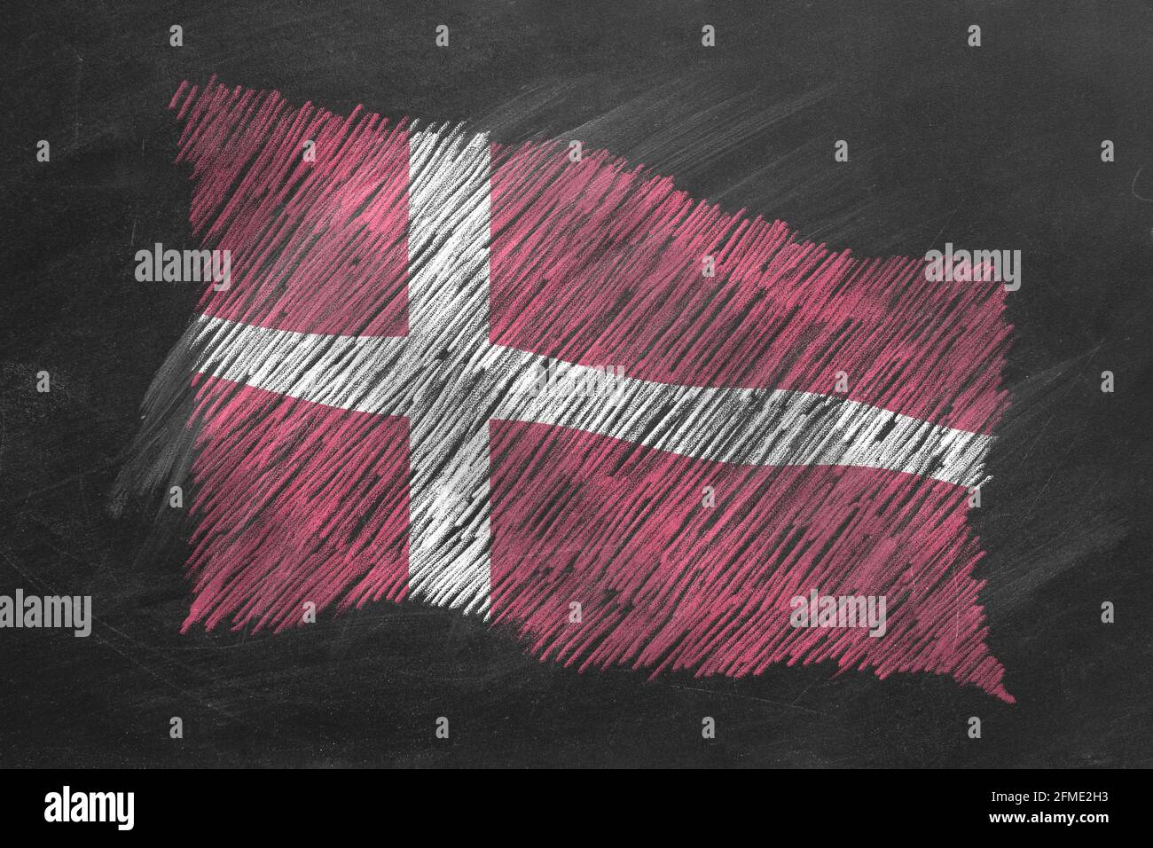 National Flag of Denmark. Chalk drawn illustration Stock Photo - Alamy
