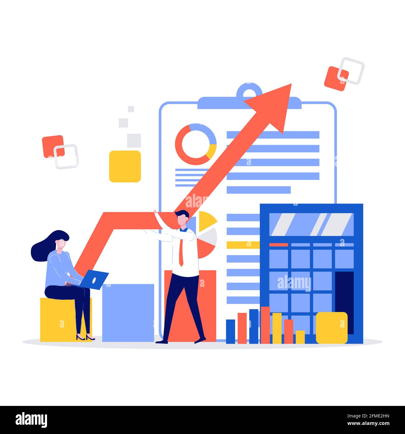 Financial analysis vector illustration concept with characters. Modern ...