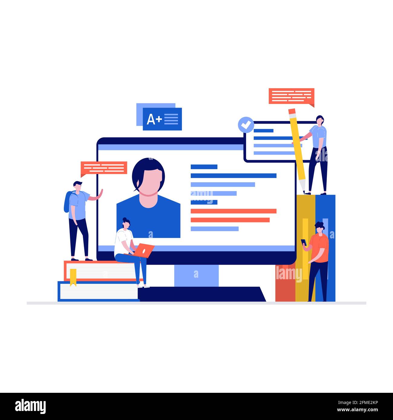 University campus vector illustration concept with students and school ...