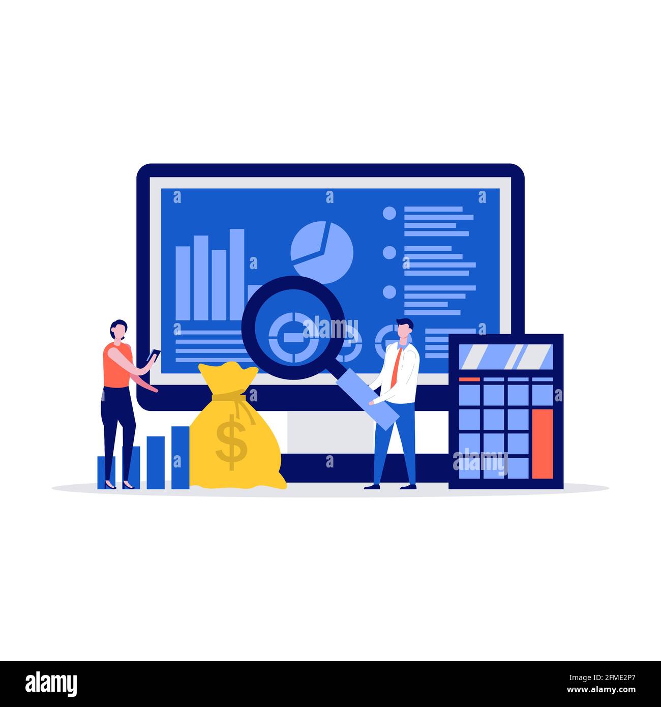 Income statement vector illustration concept with characters. Modern ...