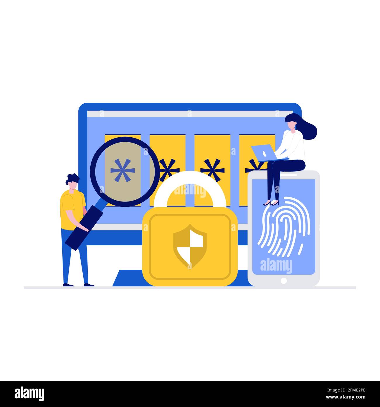 Cyber Security Vector Illustration Concept With Characters Data