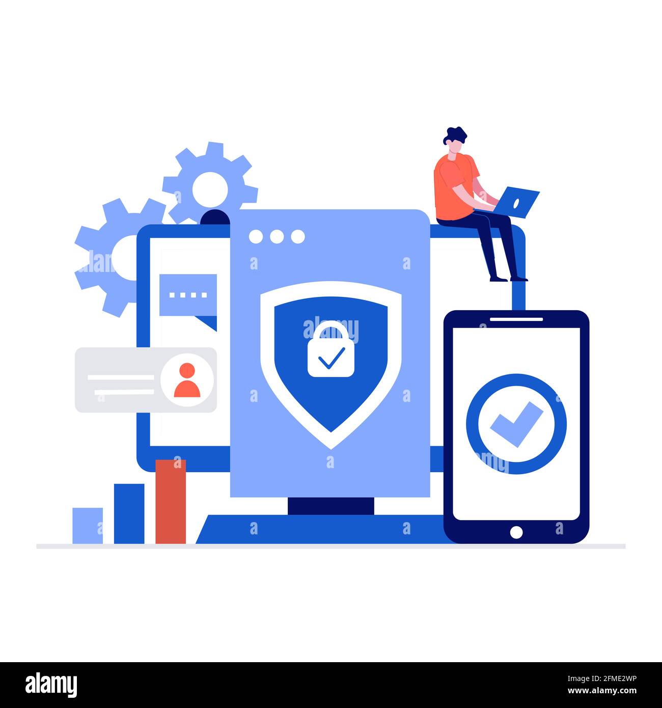 Cyber Security Vector Illustration Concept With Characters Data