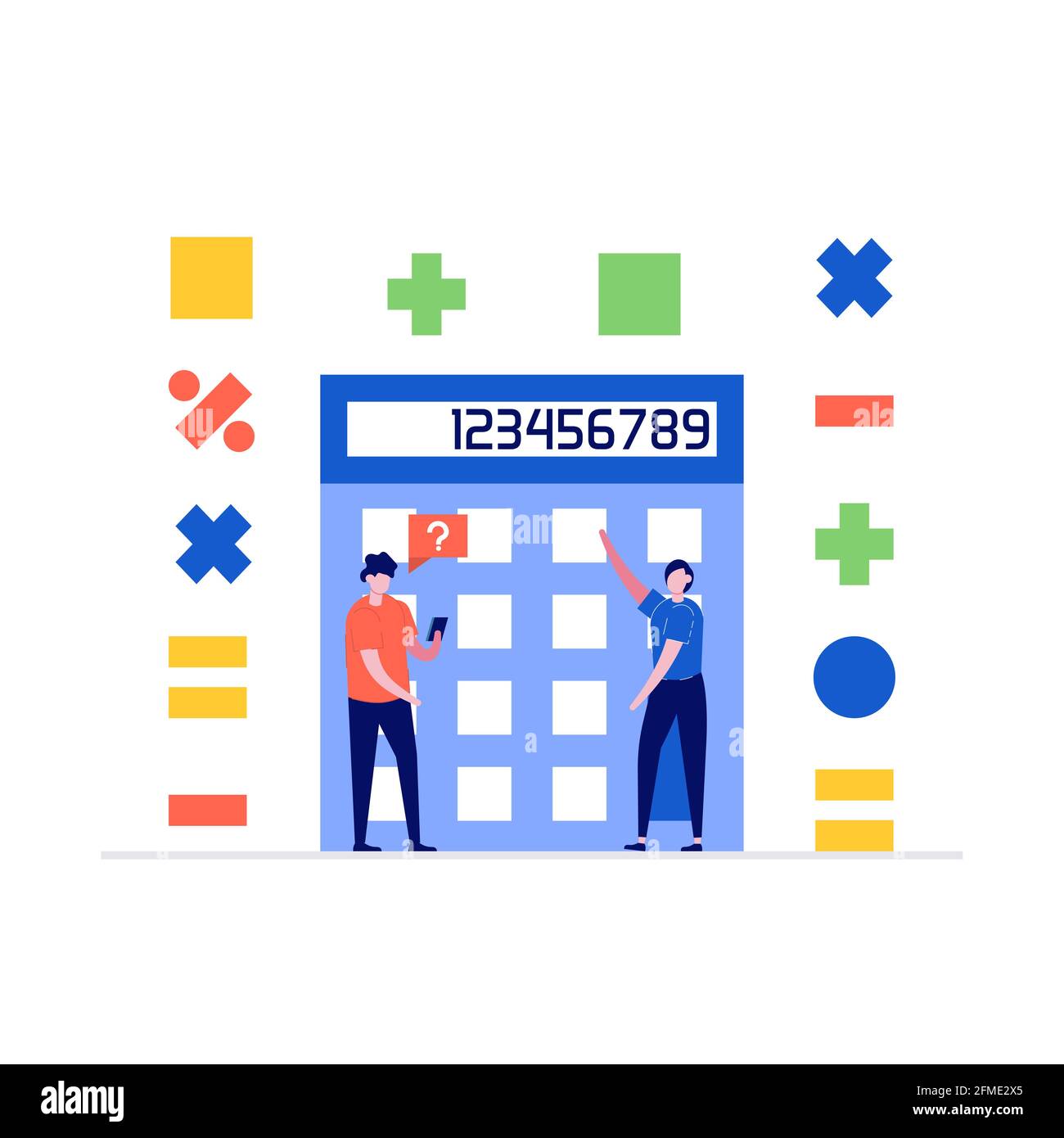 Mathematics vector illustration concept with characters. Modern vector ...
