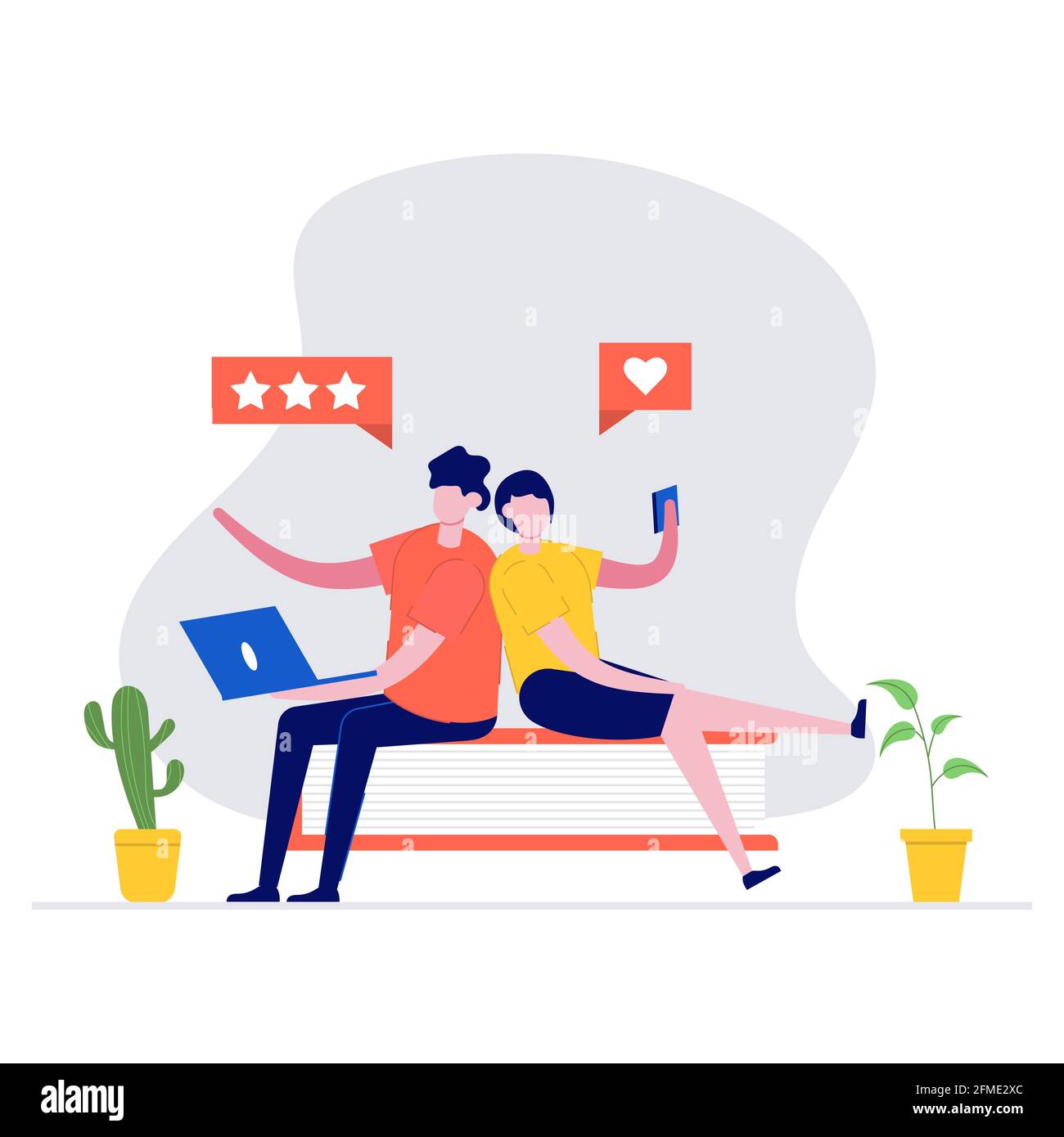 Feedback or rating vector illustration concept with characters ...