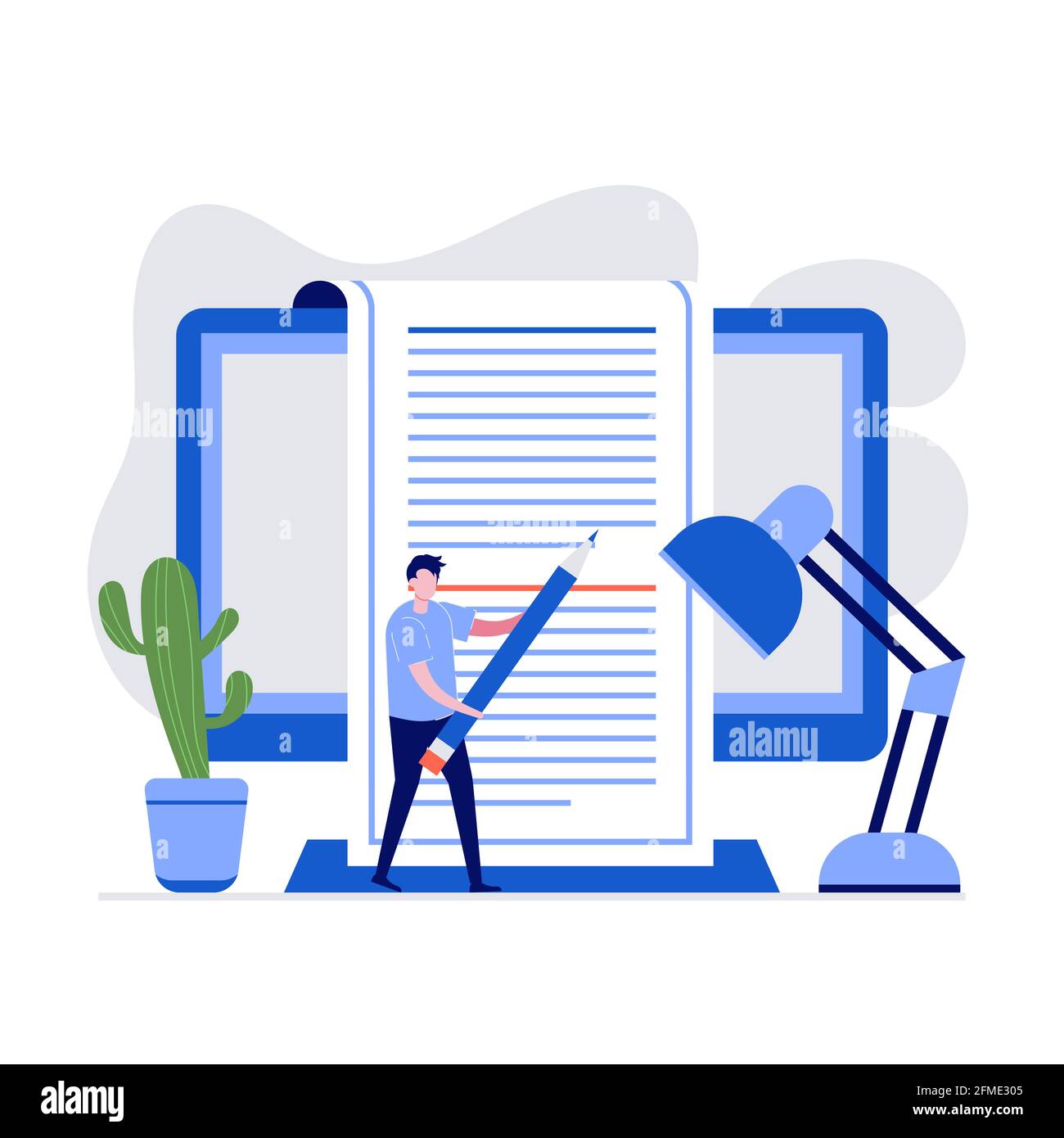 Copywriting vector illustration concept with characters. Modern vector ...