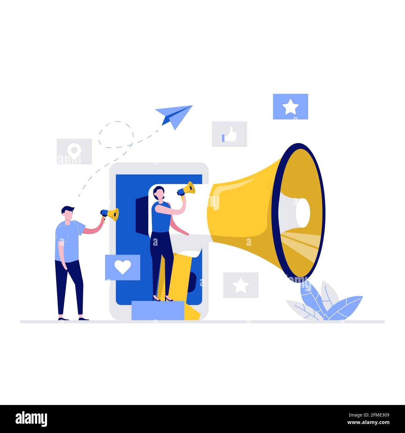 Internet promotion vector illustration concept with characters and a ...