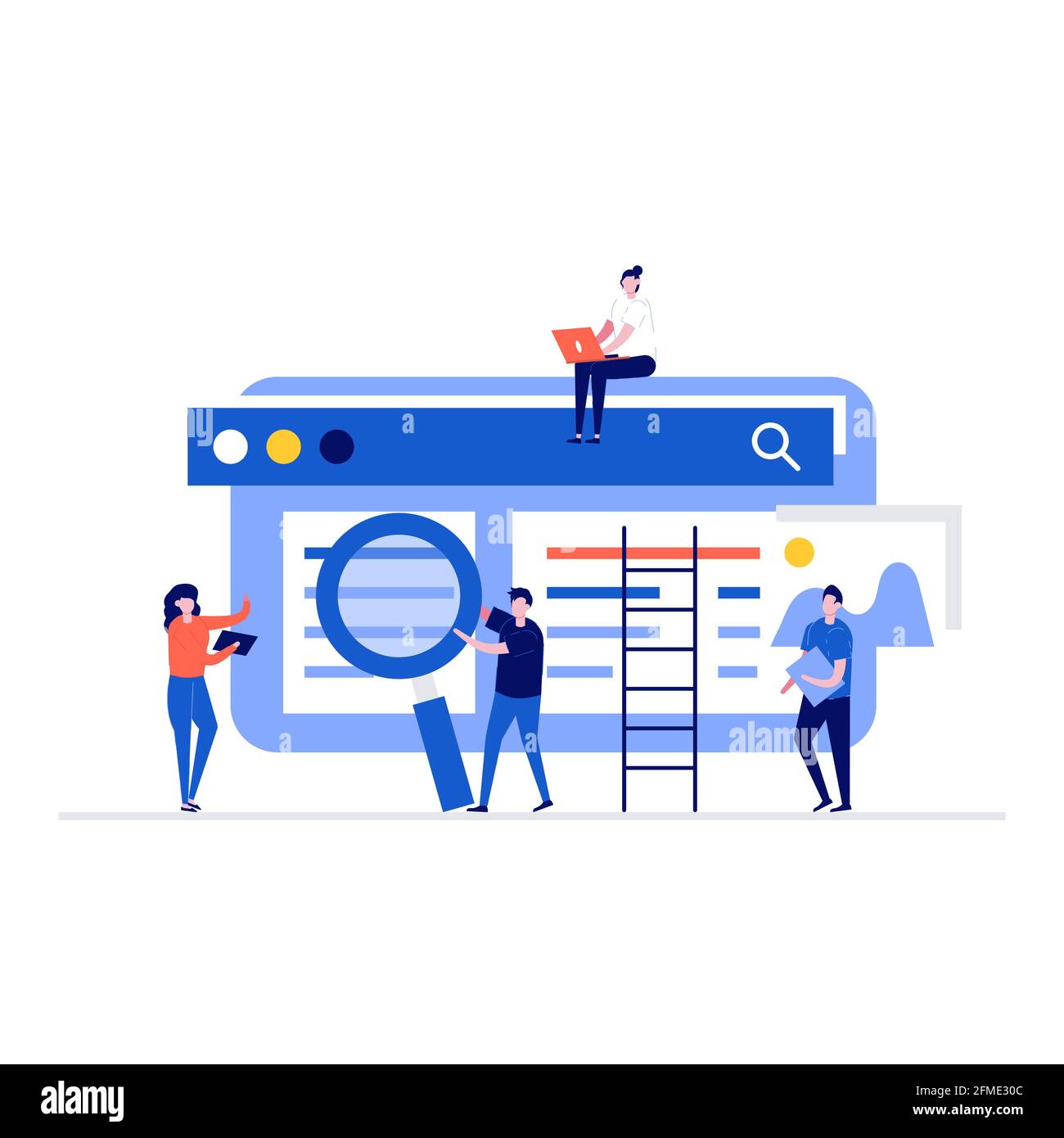 People teamwork together on SEO optimization concept with characters ...