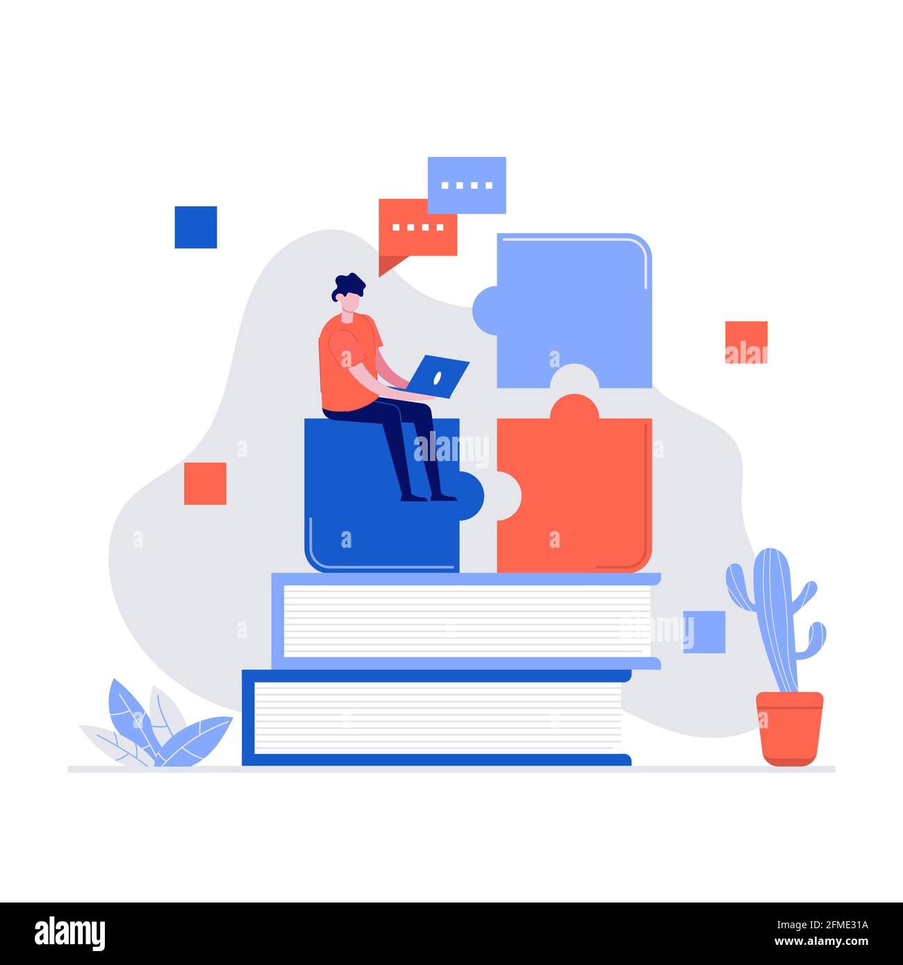 Online training, education vector illustration concept with characters ...