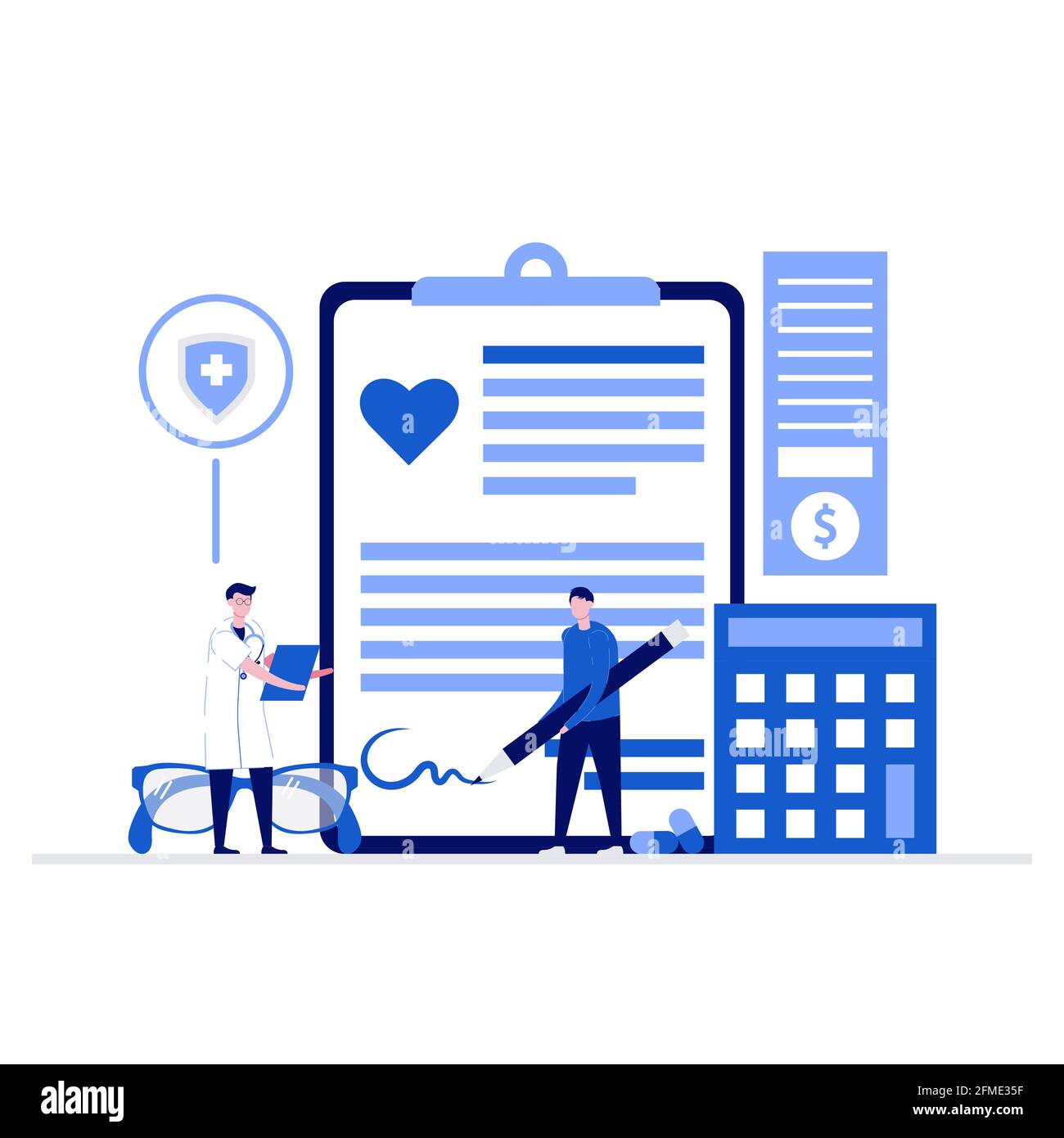 Health insurance vector illustration concept with characters. Modern ...