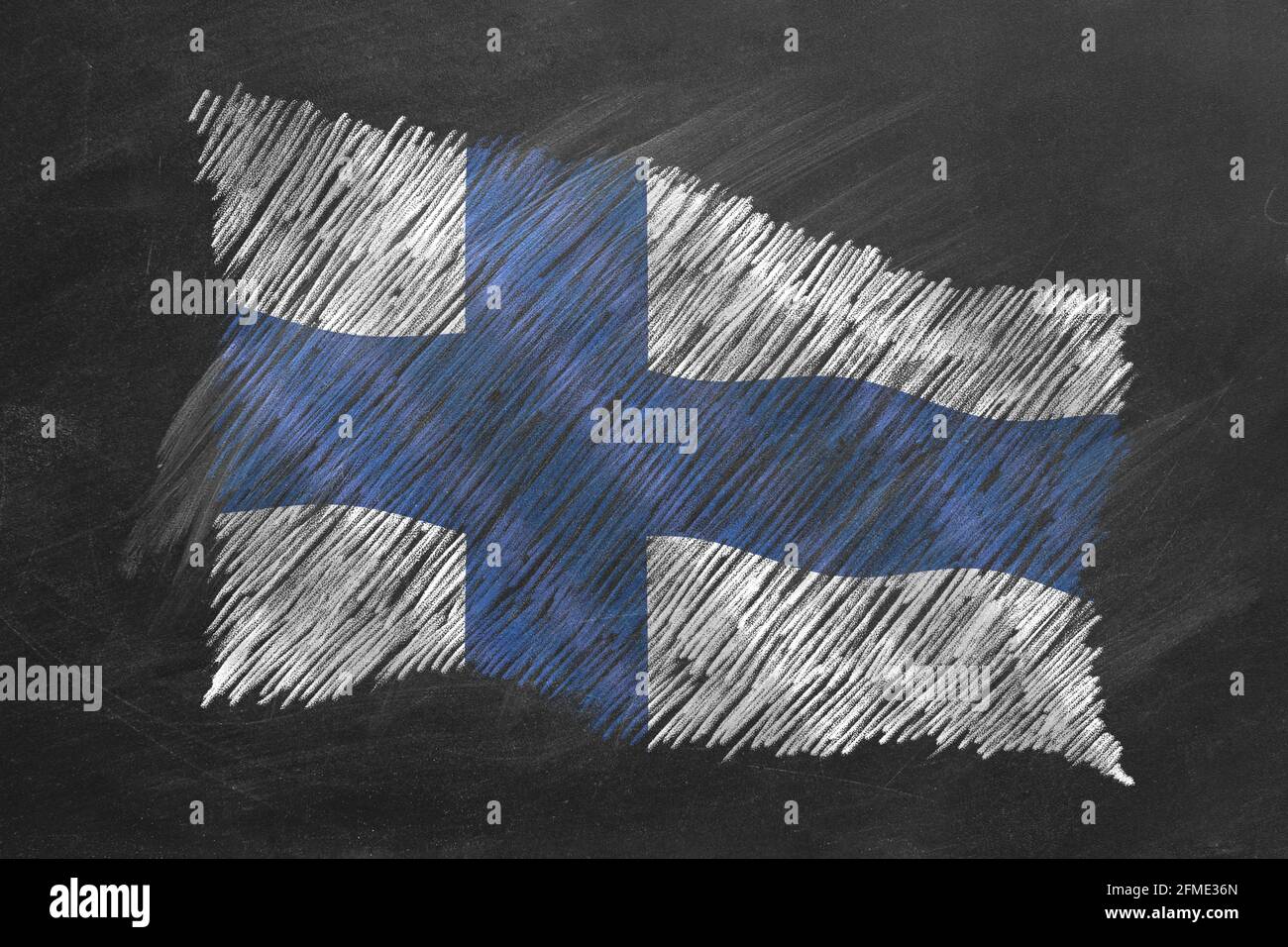 National Flag of Finland. Chalk drawn illustration Stock Photo - Alamy